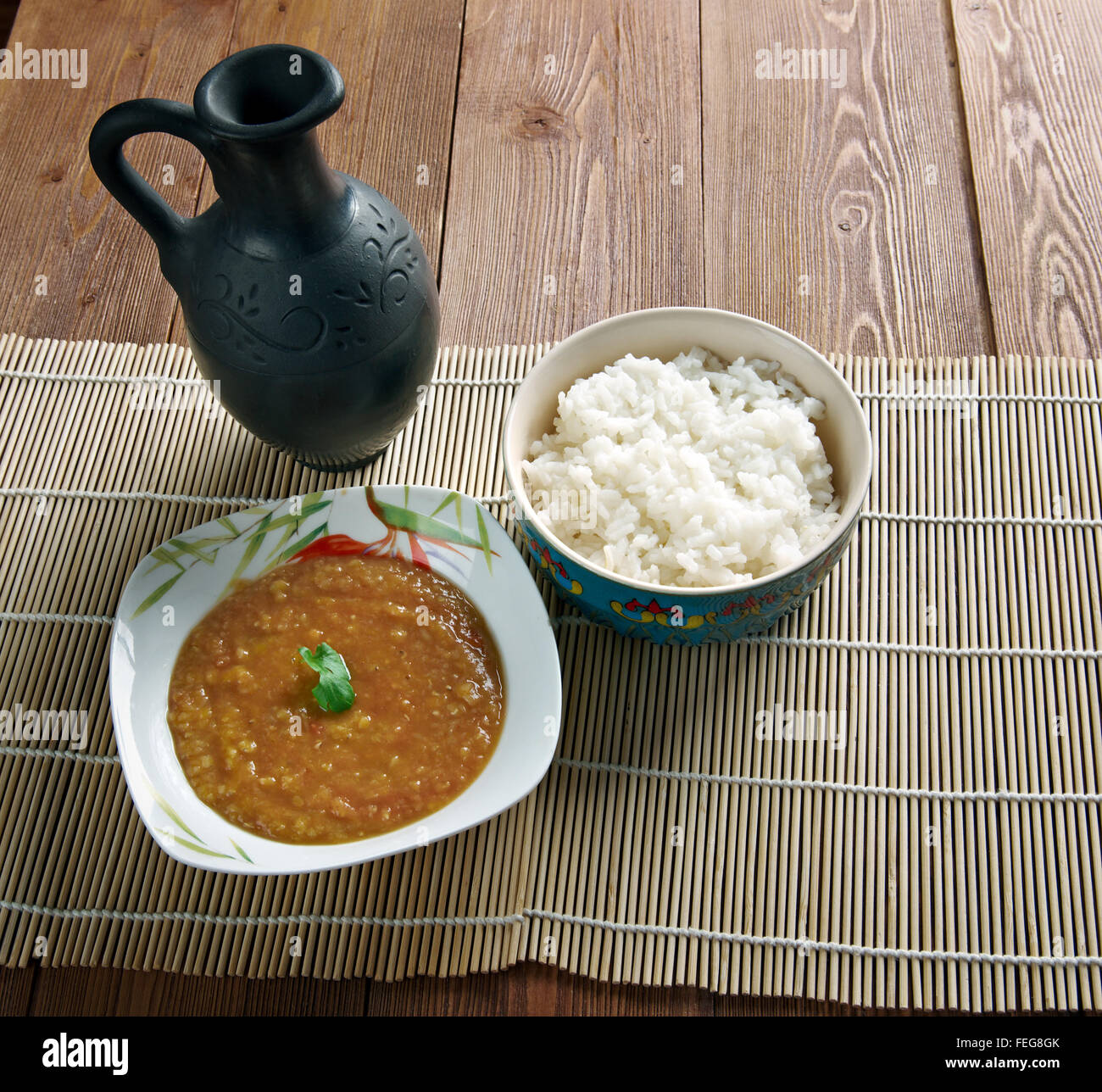 Dal bhat - traditional meal Nepal, Bangladesh and India.consists of ...