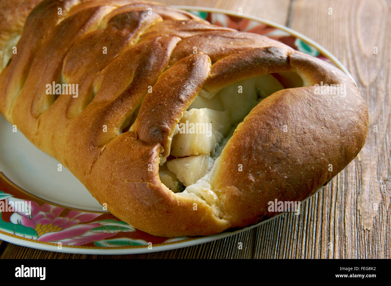 Russian traditional homemade cod pie. close up Stock Photo - Alamy