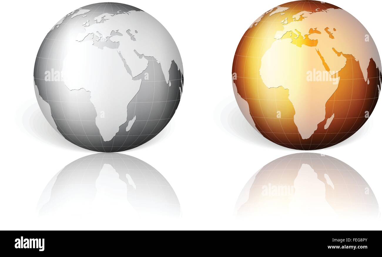Gold and silver world globe on a white background Stock Vector Image ...
