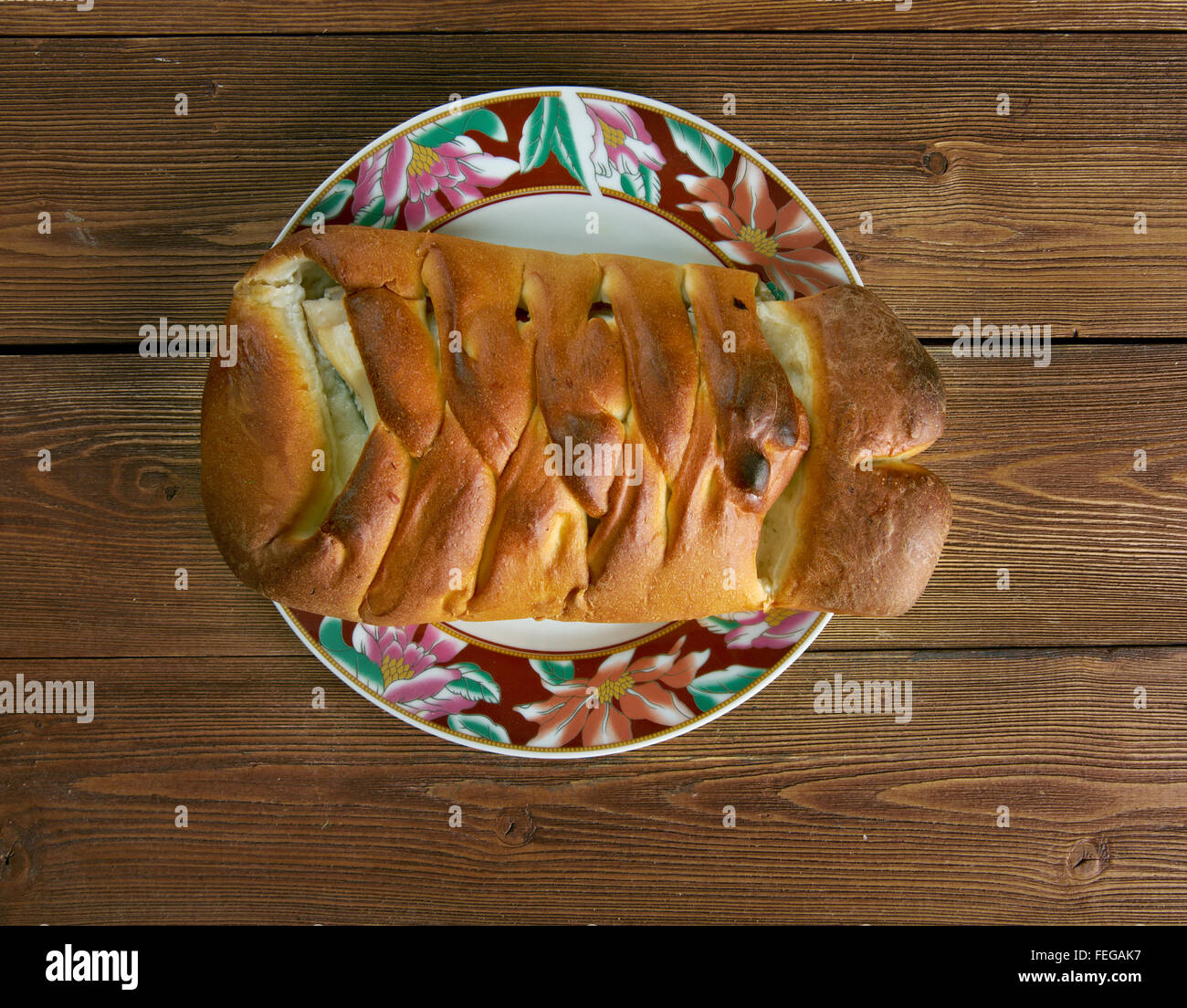 Russian traditional homemade cod pie. close up Stock Photo - Alamy
