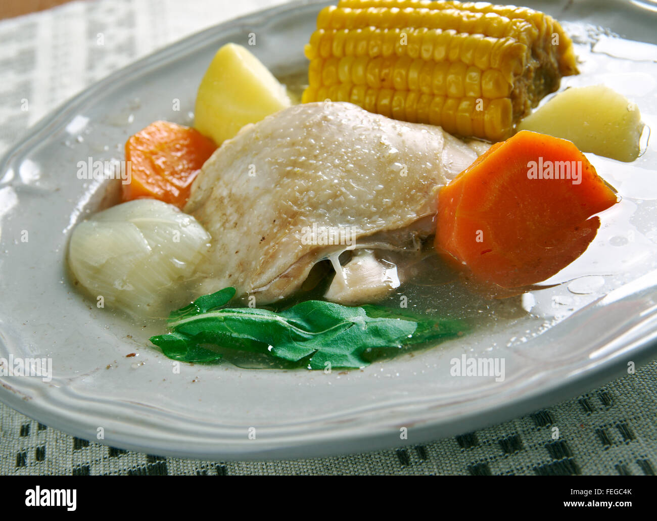 Sancocho de Gallina typical chicken soup in Colombia. Venezuela and ...