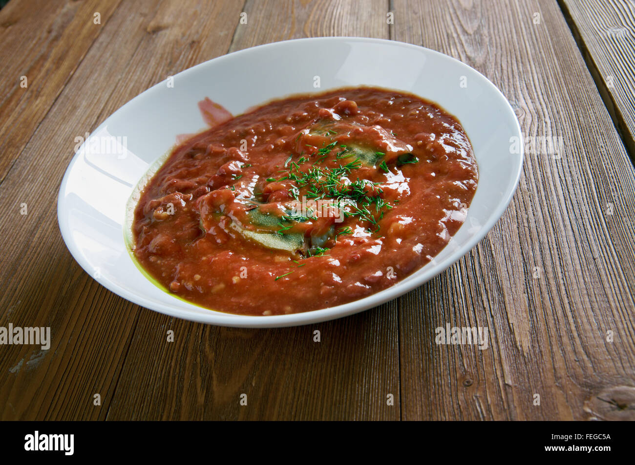 Frejon and Fish Stew. bean soup served with fish stew, peppered snail ...