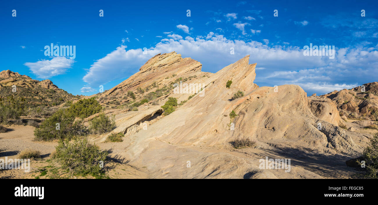Massive sandstone geologic rock formation at Vasquez Rocks in the ...