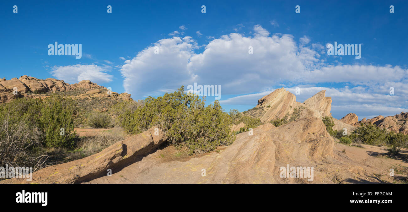 Sandstone geological rock outcropping in California's Mojave desert ...