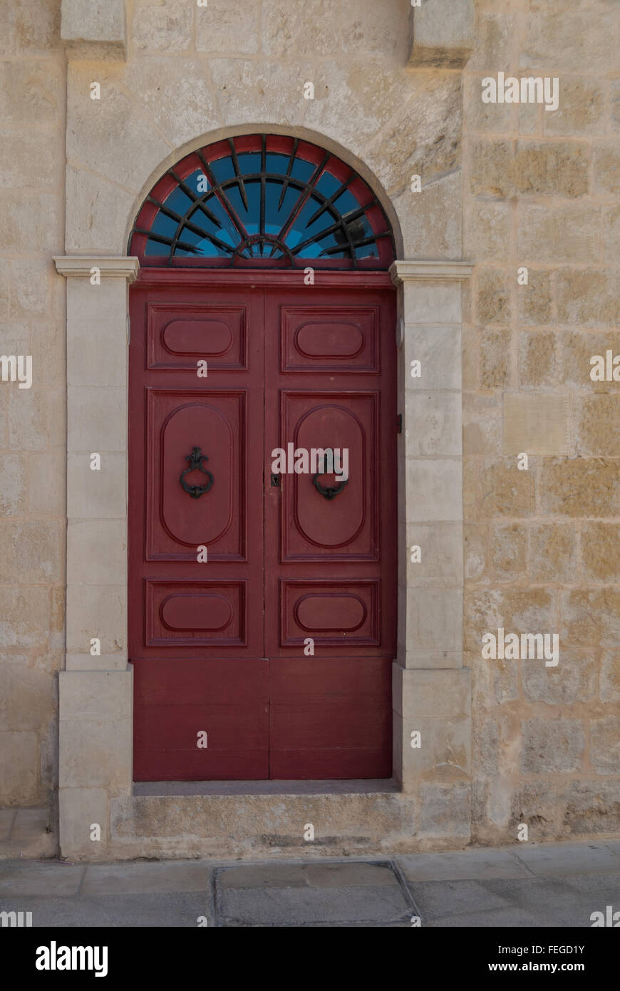 Red Arched Door at Mdina, Malta Stock Photo - Alamy