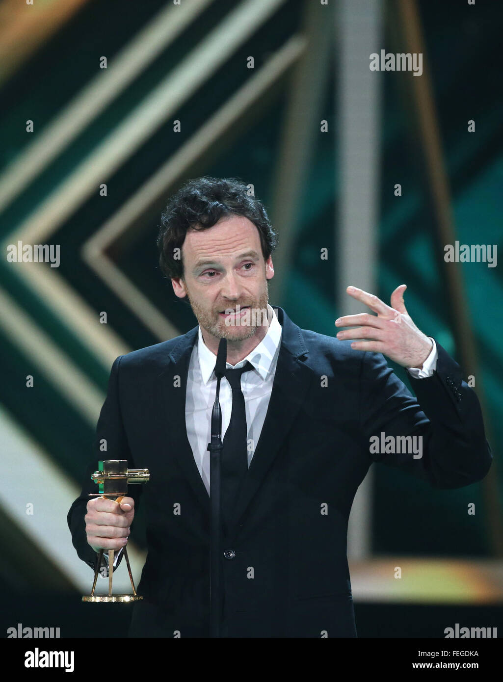 Hamburg, Germany. 6th Feb, 2016. Actor Joerg Hartmann stands on stage ...