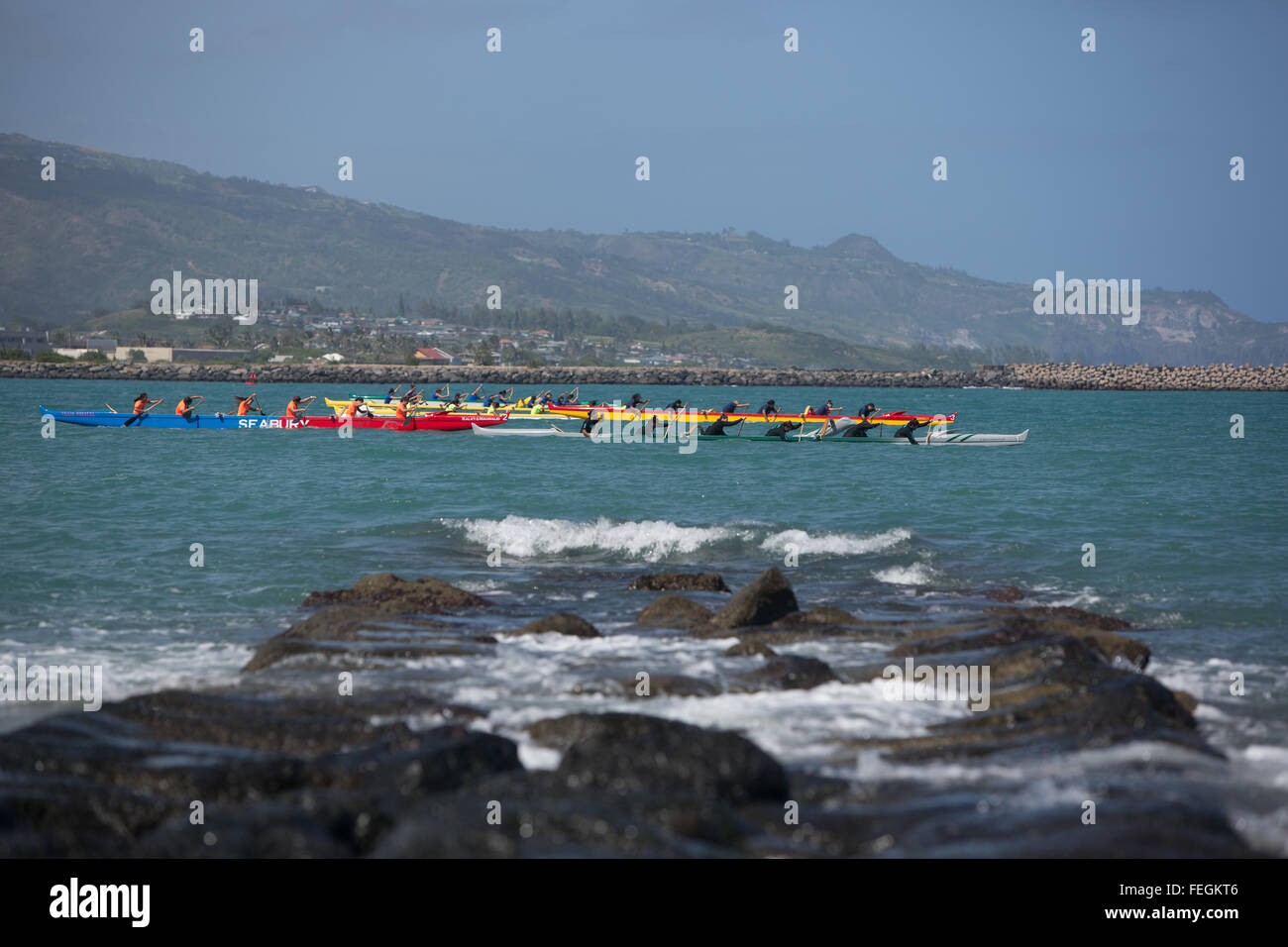 Rowing contest on the island of Maui, Hawaii (USA Stock Photo - Alamy