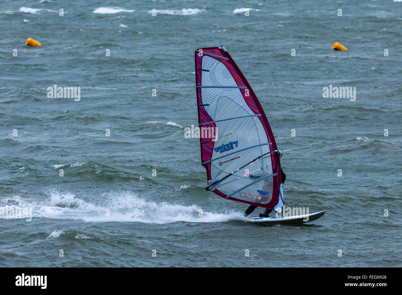 Wind Surfer in Challenging Sea Conditions During Gale Stock Photo - Alamy