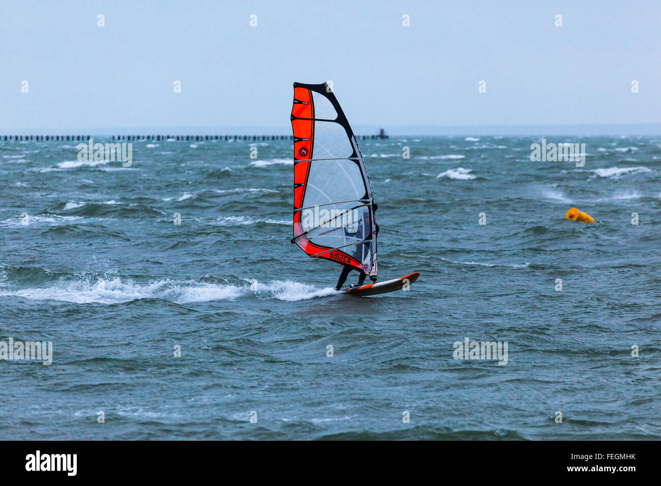 Wind Surfer in Challenging Sea Conditions During Gale Stock Photo - Alamy