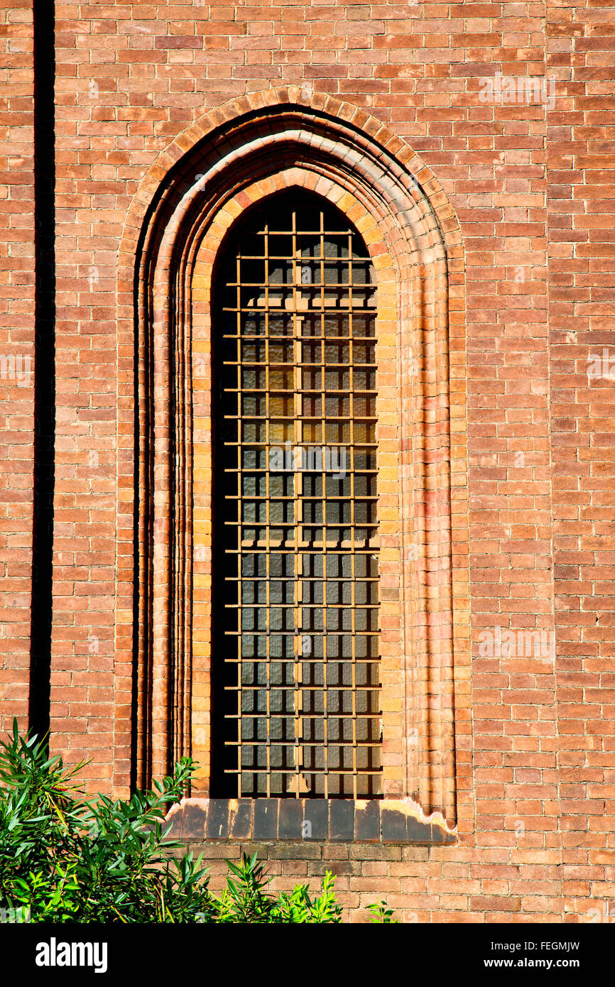 italy lombardy in the castellanza old church closed brick tower wall ...