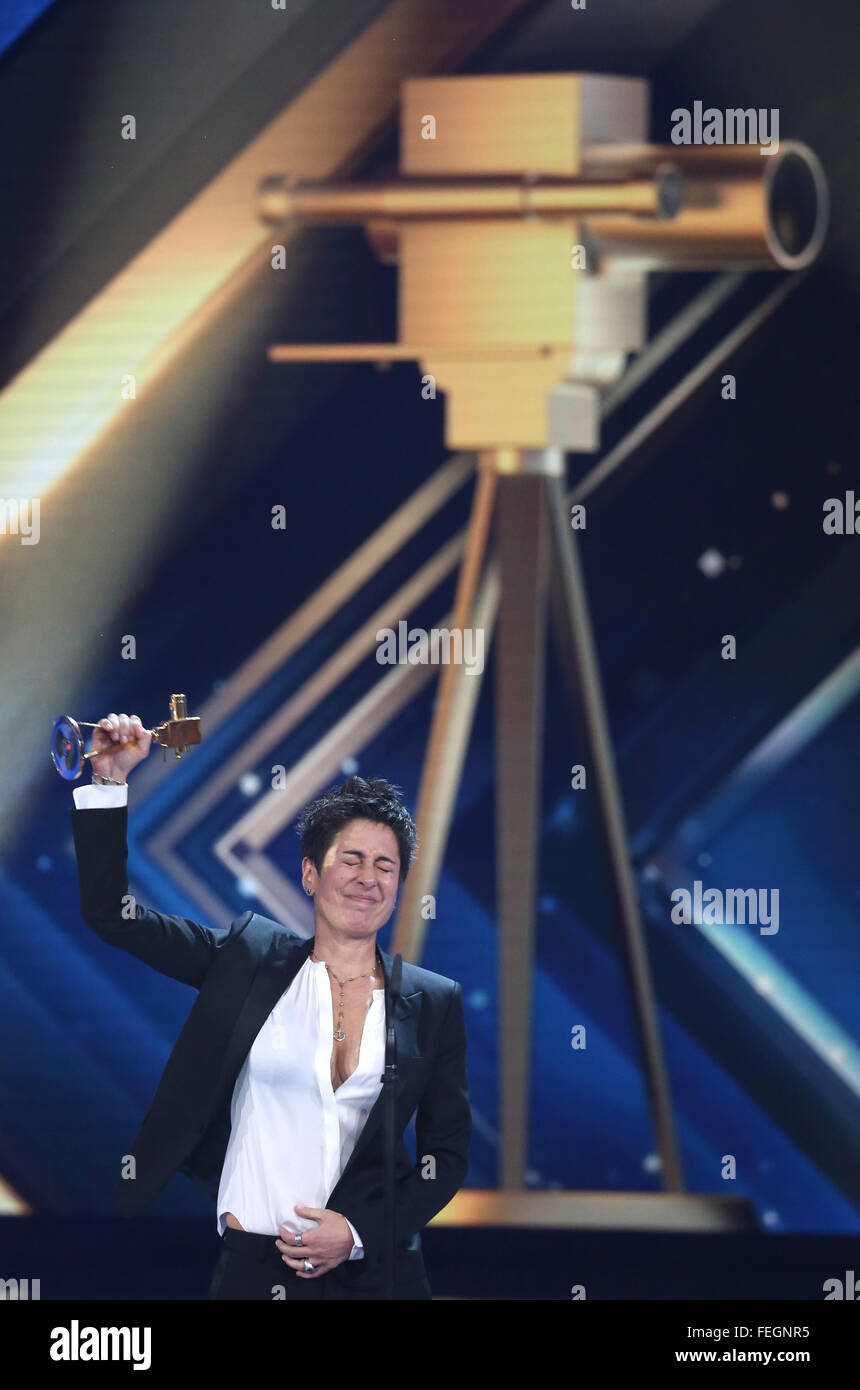 Hamburg, Germany. 6th Feb, 2016. Journalist Dunja Hayali poses with her ...