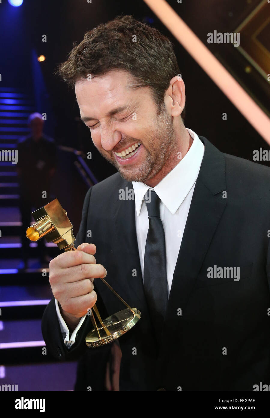 Hamburg, Germany. 6th Feb, 2016. Scottish actor Gerald Butler stands ...