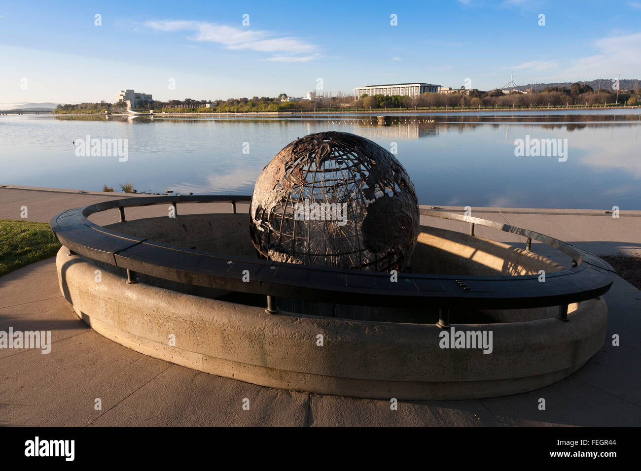 Skeleton globe sculpture at Regatta Point showing the paths of Cook's ...