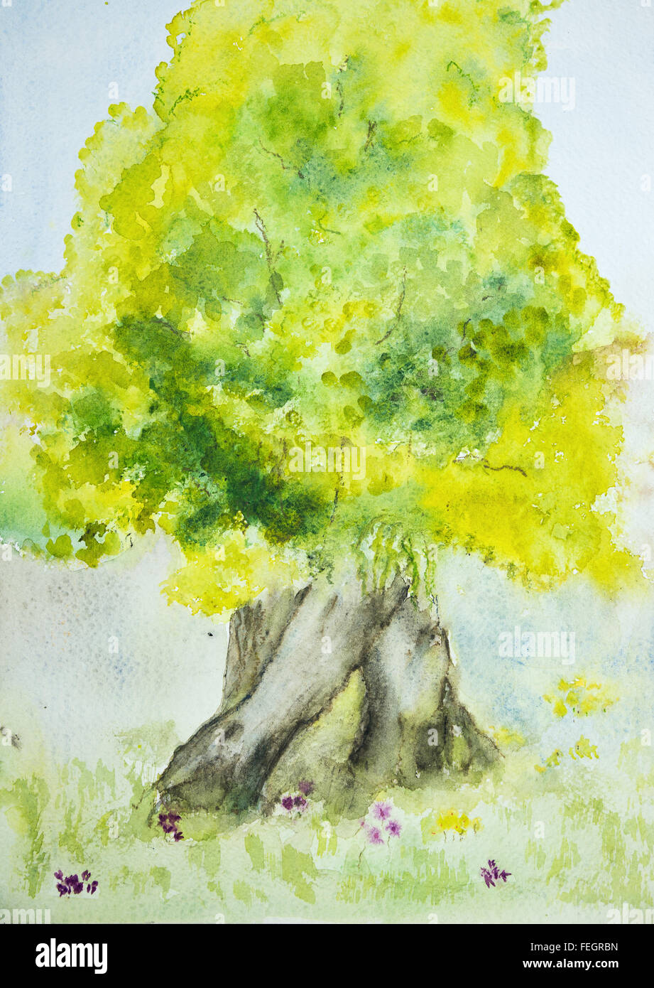 Walking tree. The dabbing technique near the edges gives a soft focus ...