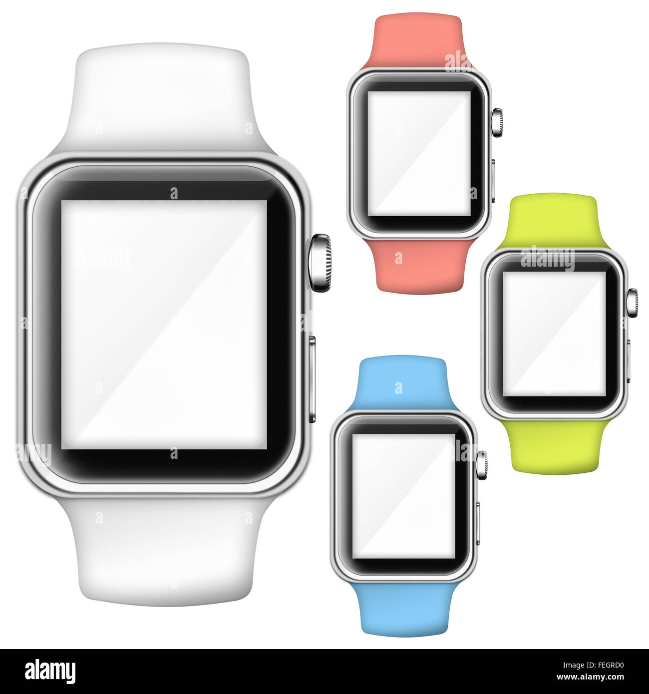 Modern trendy colorful smart watches with empty place for your text ...