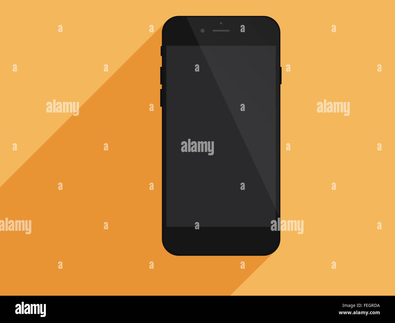 Realistic mobile phone touch screen smartphone with black screen and ...