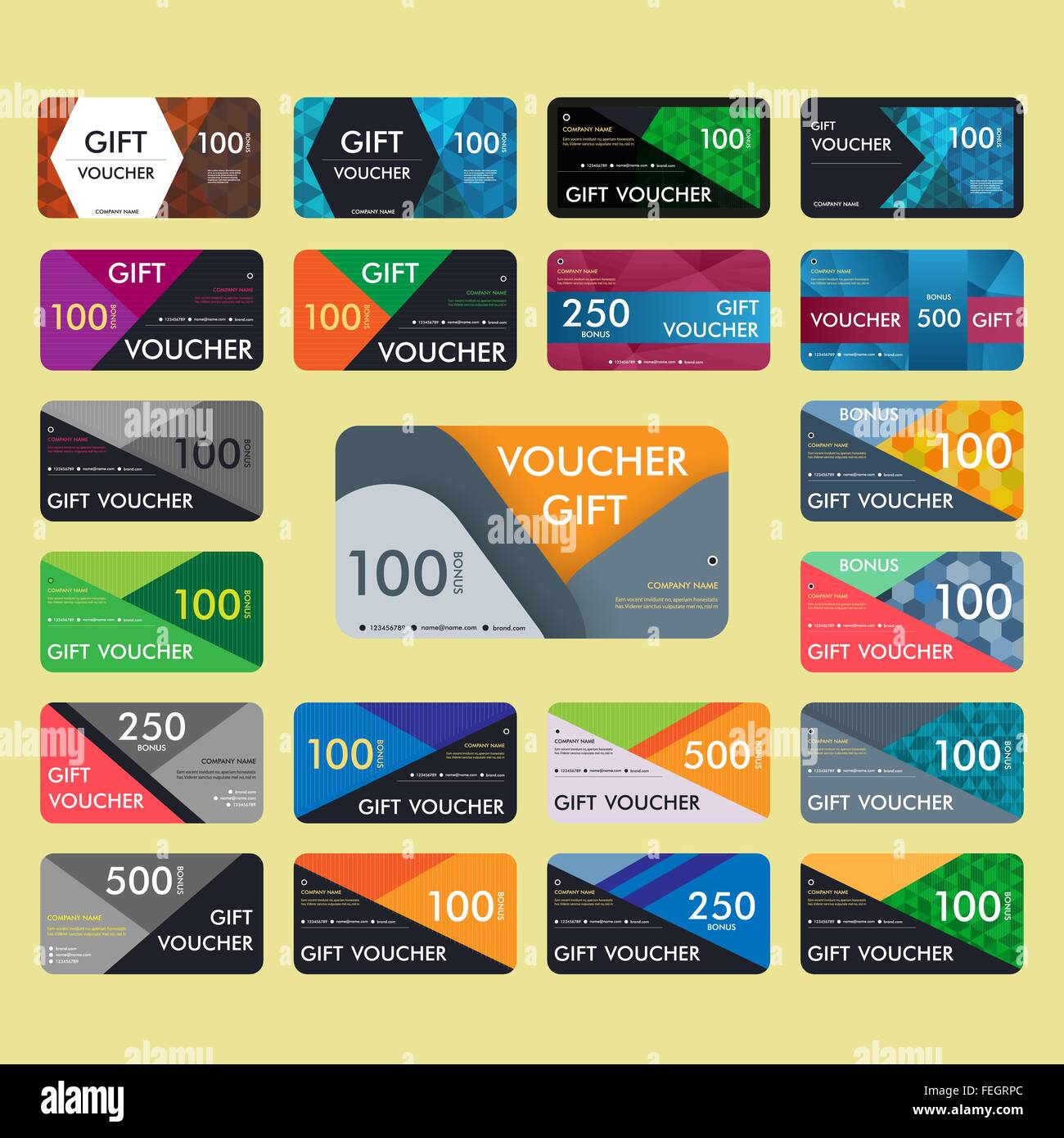 Gift voucher template with modern pattern design. Vector illustration ...