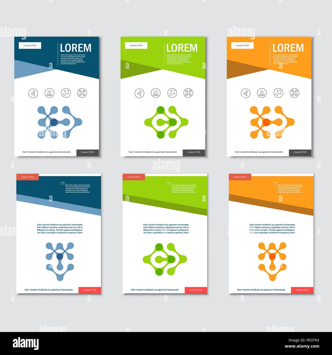 Six vector pattern with abstract figures. Brochures template Stock ...