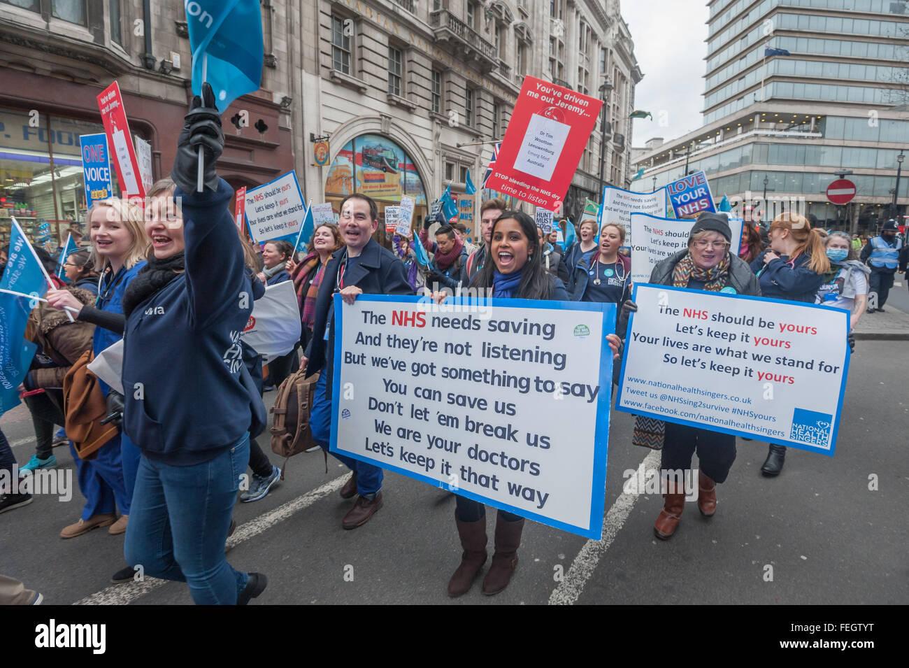 London, UK. 1st February, 2016. The National Health Singers were among ...