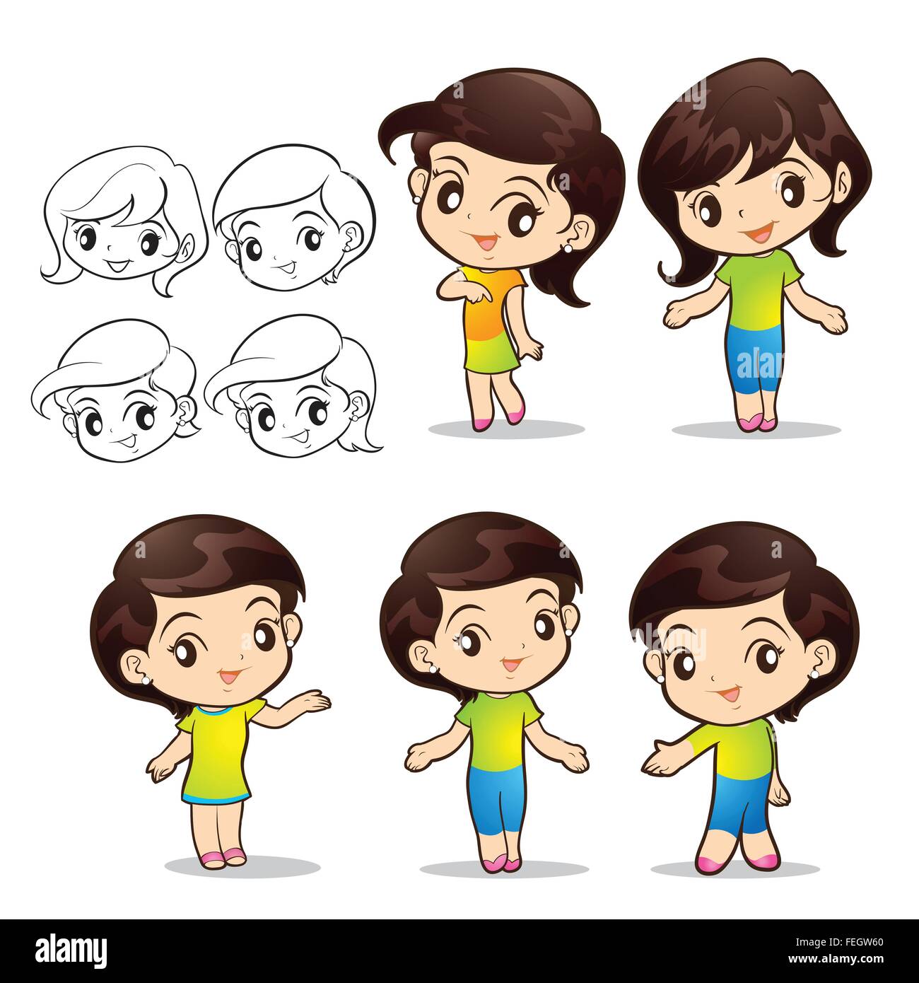 vector cute cartoon character element Illustration Stock Vector Image ...