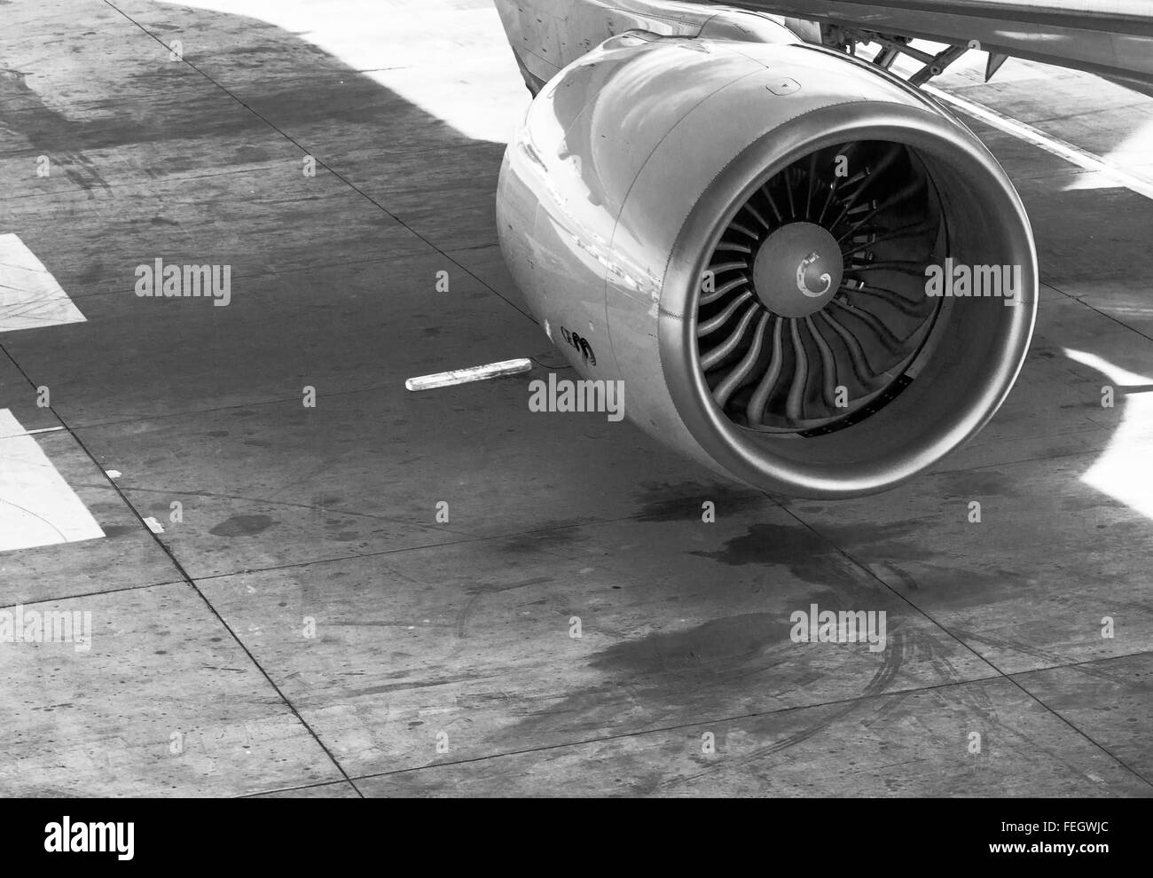 Jet engine of Air plane in black and white style Stock Photo - Alamy