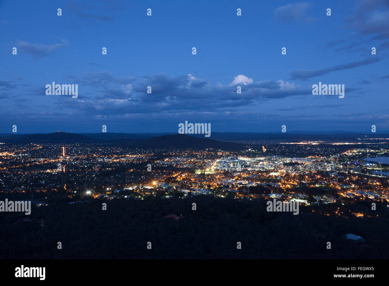 Sunset over Canberra ACT Australia from the Telstra Communication Tower ...
