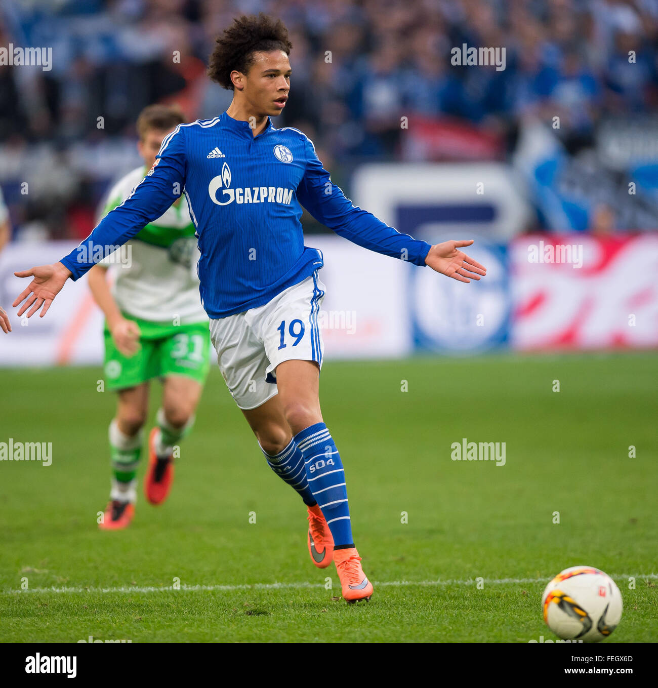 Gelsenkirchen, Germany. 06th Feb, 2016. Schalke's Leroy Sane in action ...