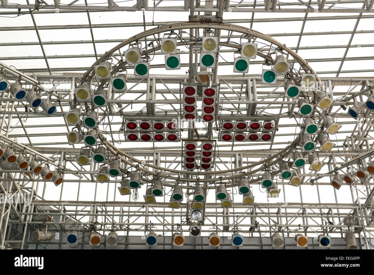 Led spotlights on stage in the day times Stock Photo - Alamy