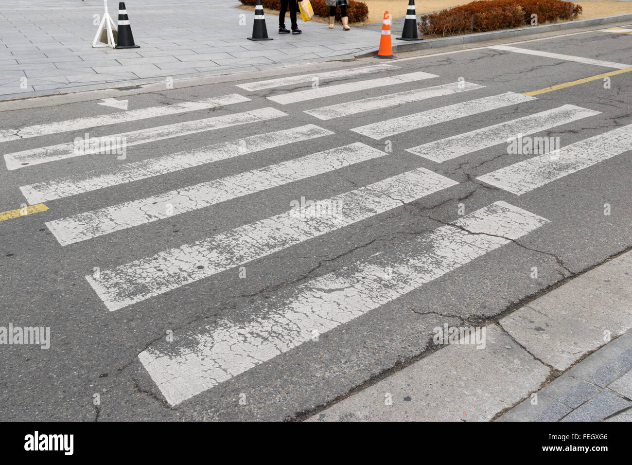 Black and white crosswalk on the road in Korea Stock Photo - Alamy