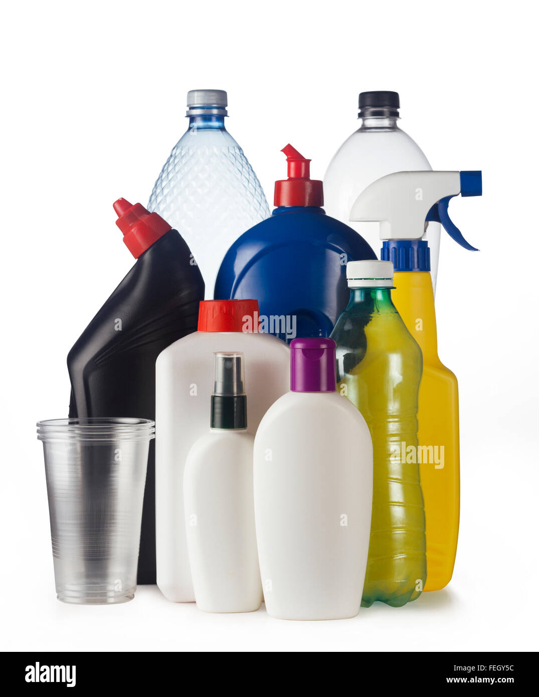 Set of plastic containers isolated on white background, ready for ...