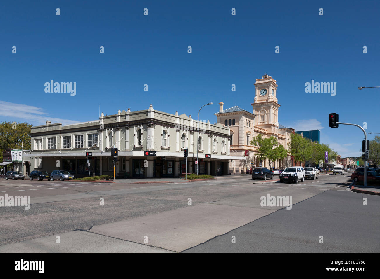 Main Street of Goulburn New South Wales Australia featuring the clock ...