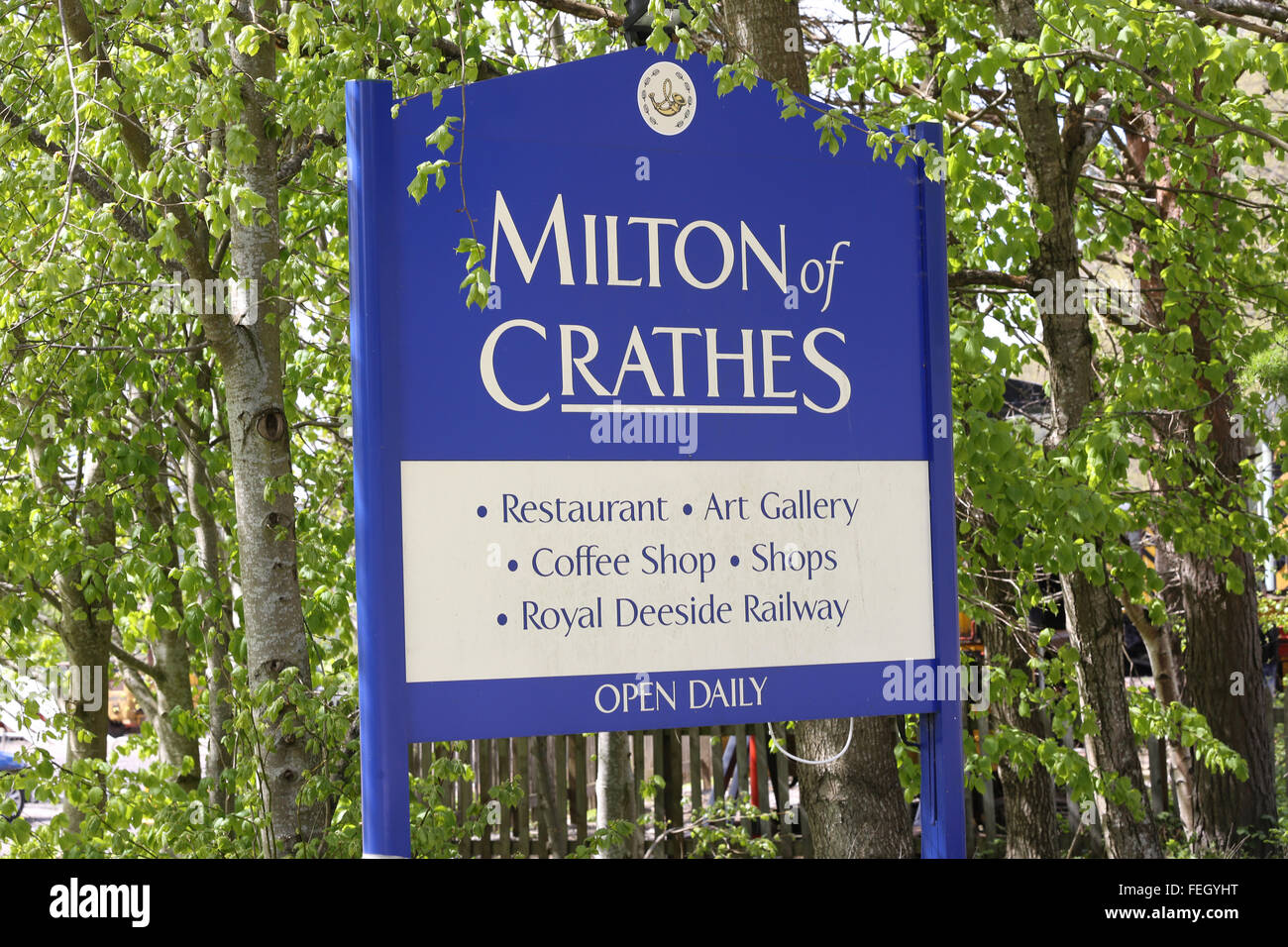 Sign for the Milton of Crathes visitor centre, Aberdeenshire, Scotland ...