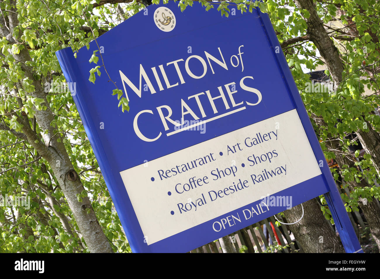 Sign for the Milton of Crathes visitor centre, Aberdeenshire, Scotland ...