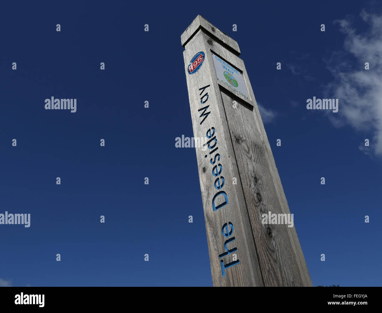 Sign for the Deeside Way path in Aberdeenshire, Scotland, UK. A former ...