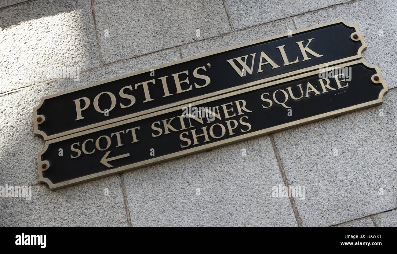Sign for Postie's Walk and Scott Skinner Square in the village of ...