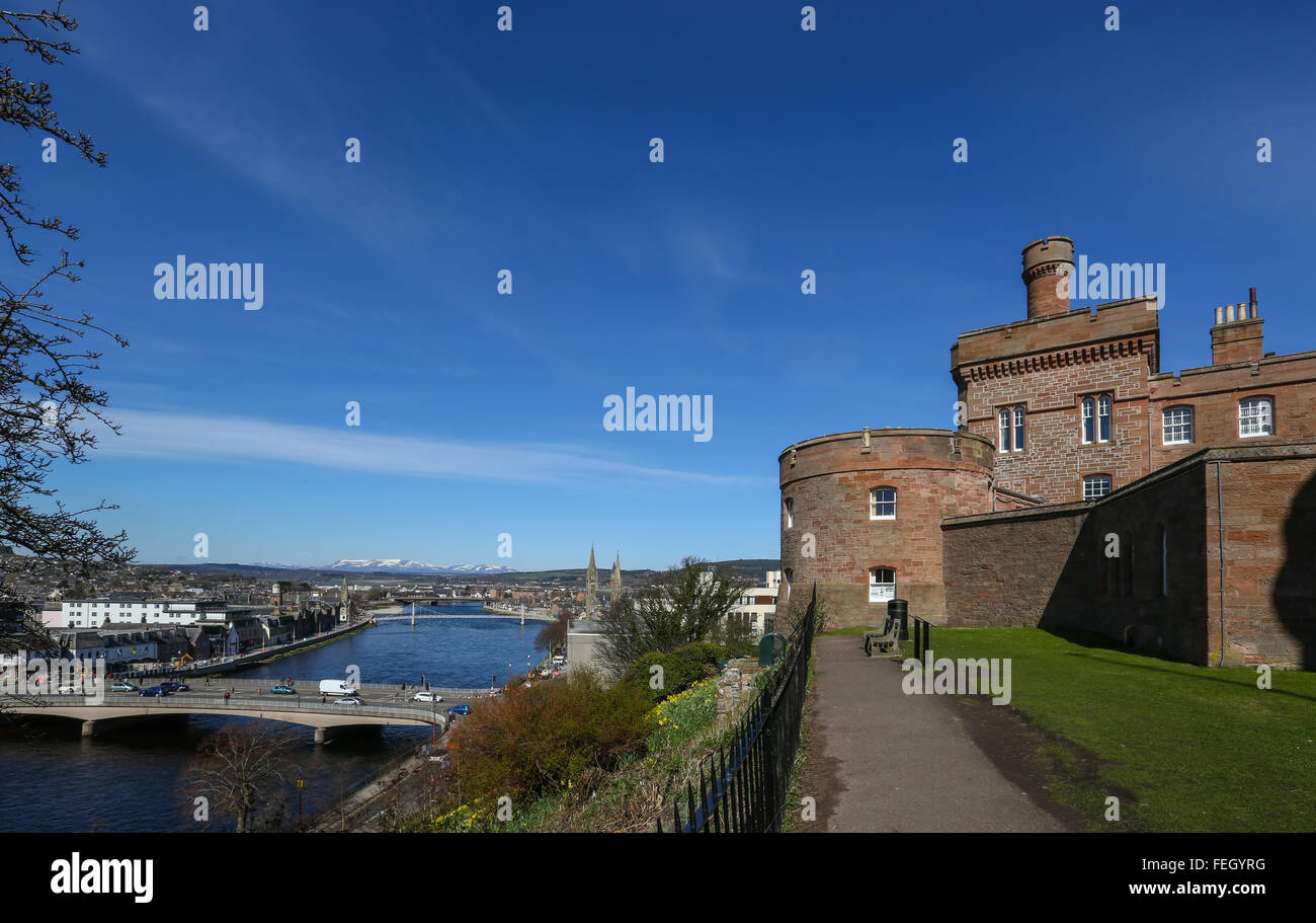 View from Inverness Castle in the city of Inverness in the Highlands of ...