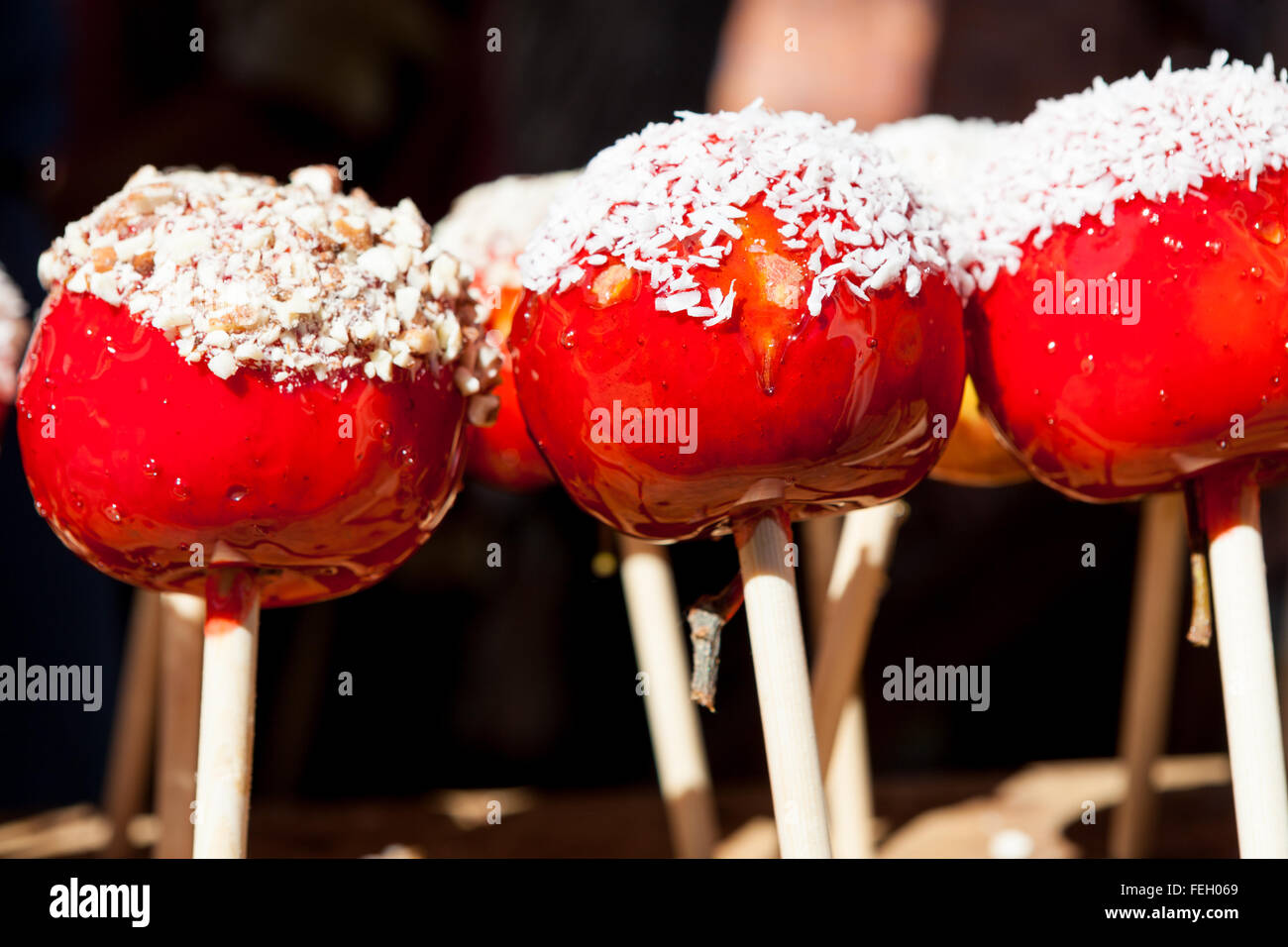 Candy apples for sale in market Stock Photo - Alamy