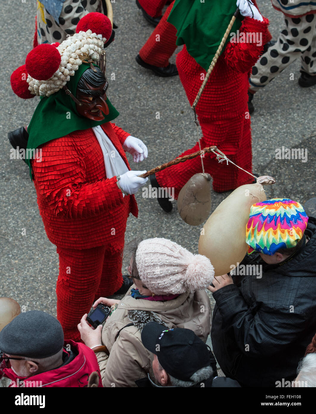 Elzach, Germany. 07th Feb, 2016. A man wearing a traditional costume ...