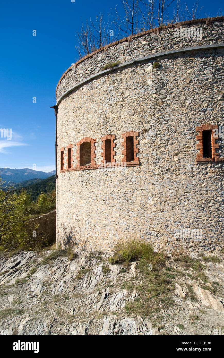 Military fort XIX century a mountain pass in the Alps on the border of ...