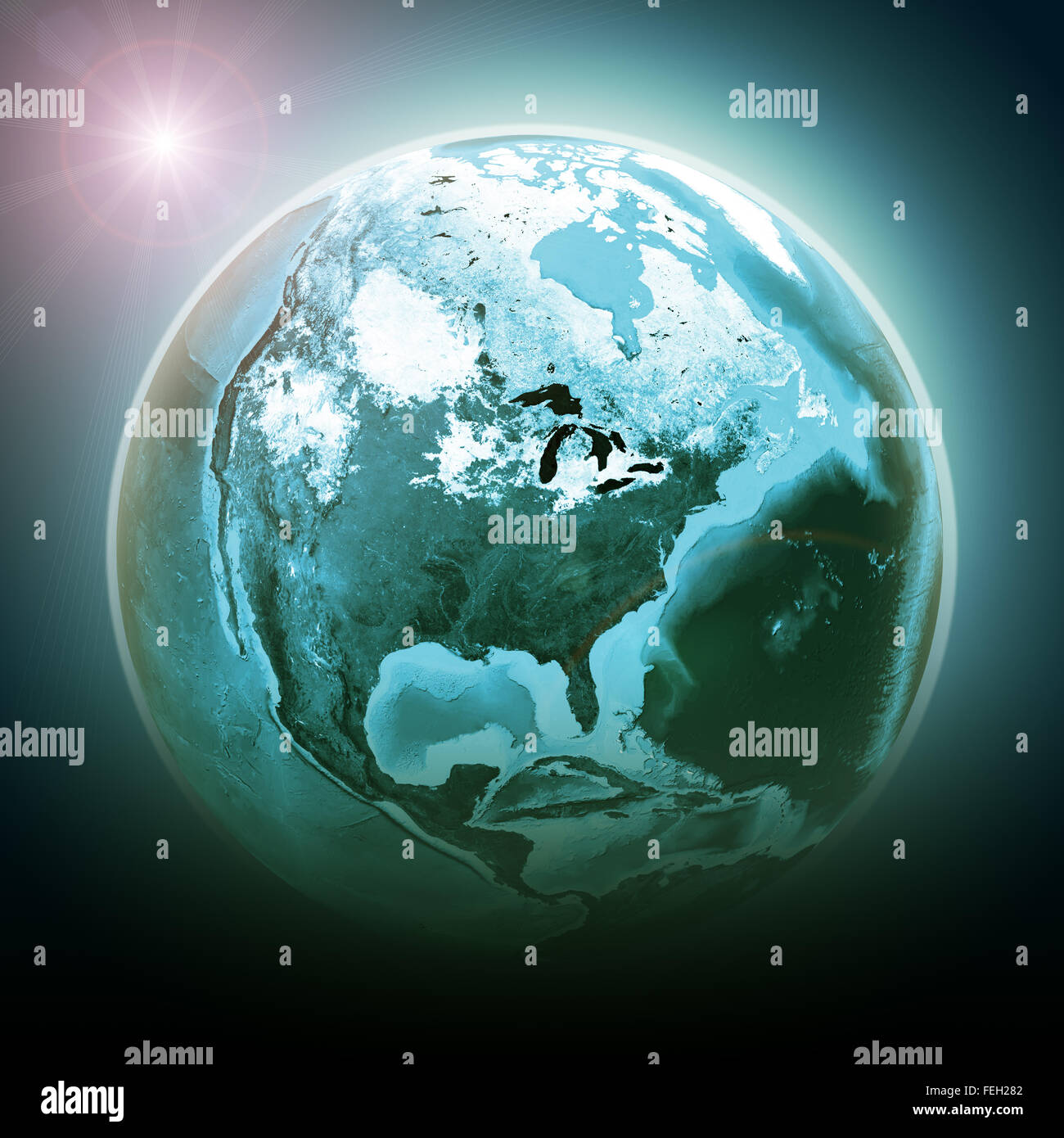Planet earth with light Stock Photo - Alamy