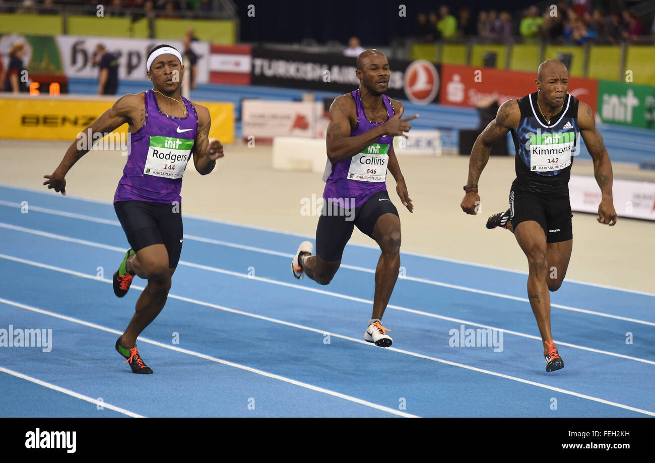 Karlsruhe, Germany. 06th Feb, 2016. Mike Rodgers of USA (l), Kim ...