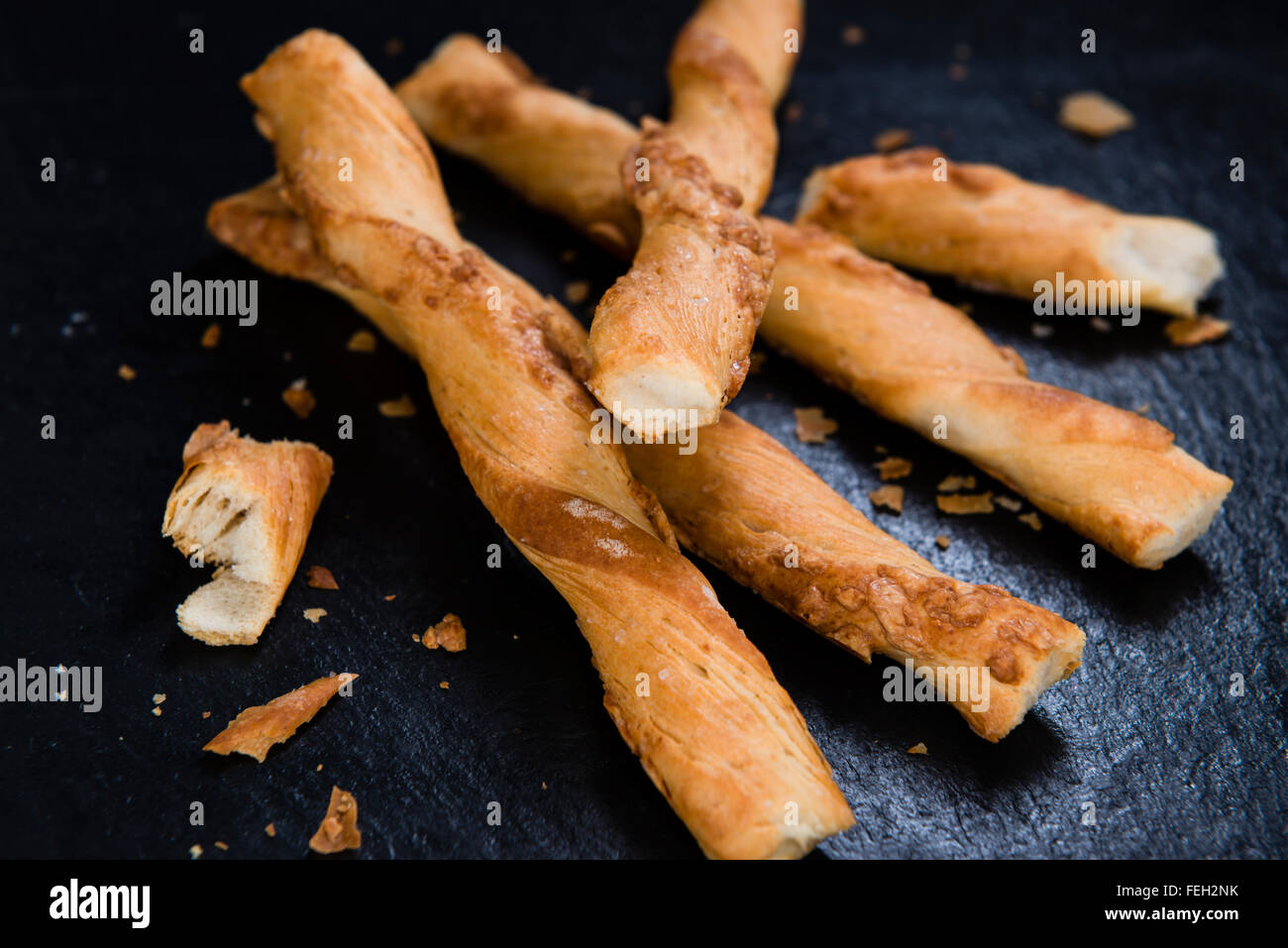 Portion of Pastry Sticks (close-up shot) on a vintage background Stock ...