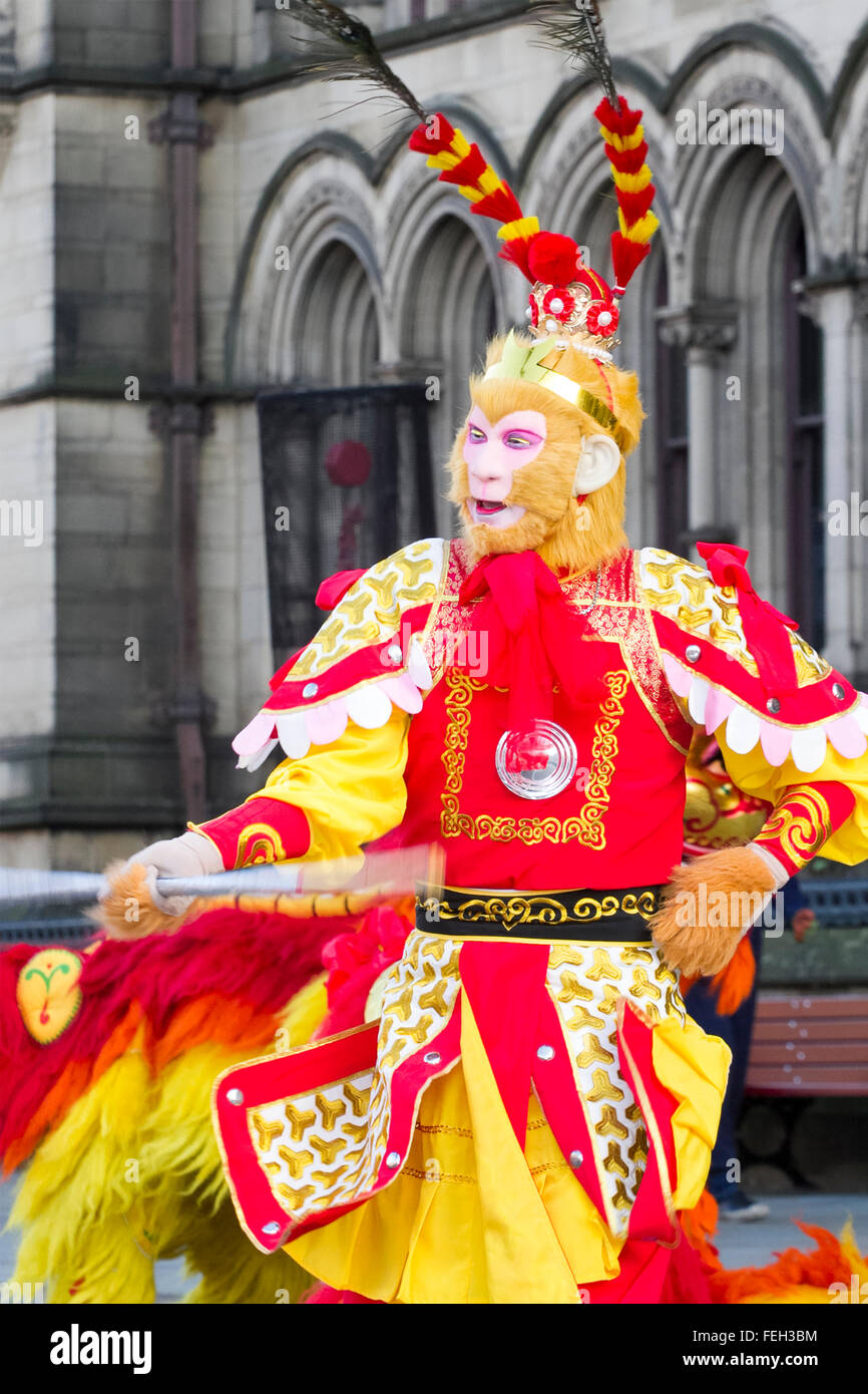 Monkey Costume in Manchester UK February, 2016. Chinese New Year Dragon ...