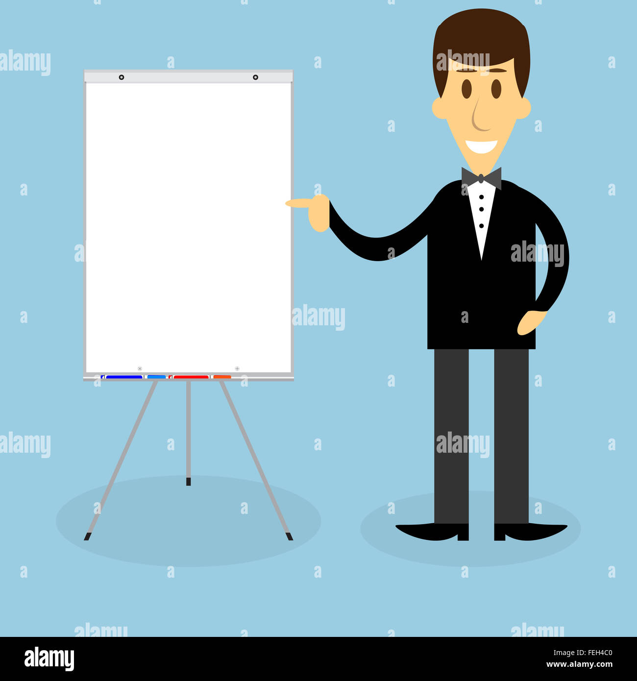 Man with banner presentation. Businessman presentation or meeting ...