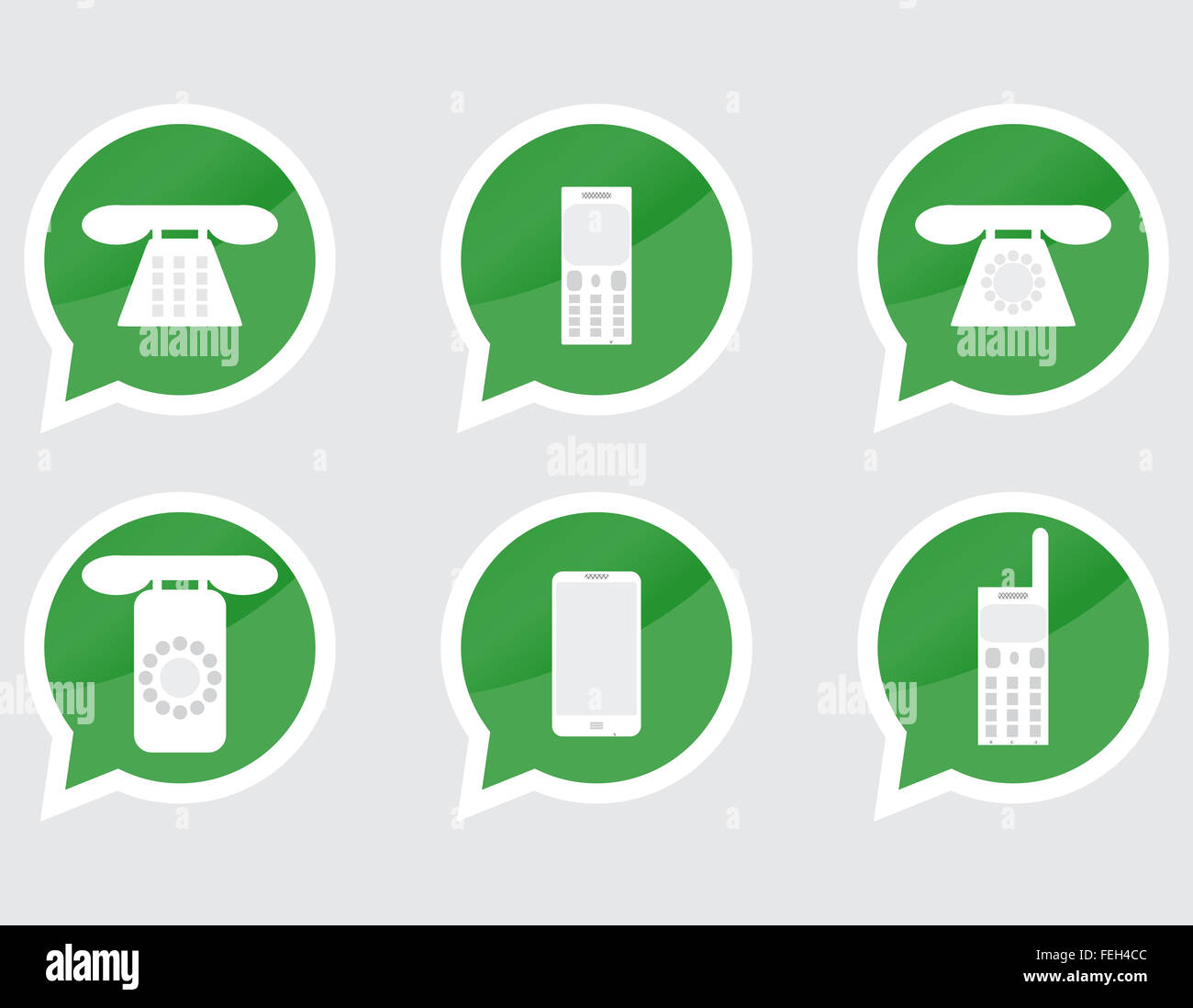 Set of telephone sticker. Telephone mobile, phone call, button contact ...