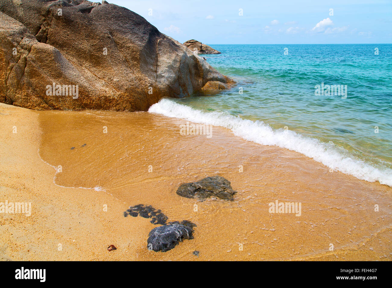 kho samui bay asia isle white beach tree rocks in thailand and south ...