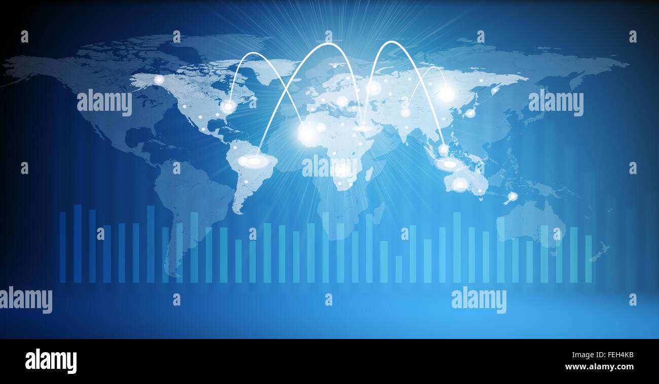 Abstract blue background with map Stock Photo - Alamy