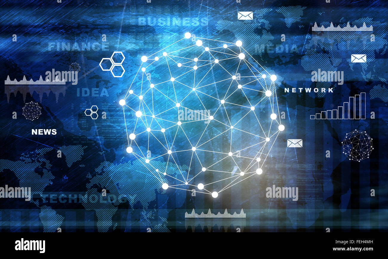 Abstract blue background with map Stock Photo - Alamy