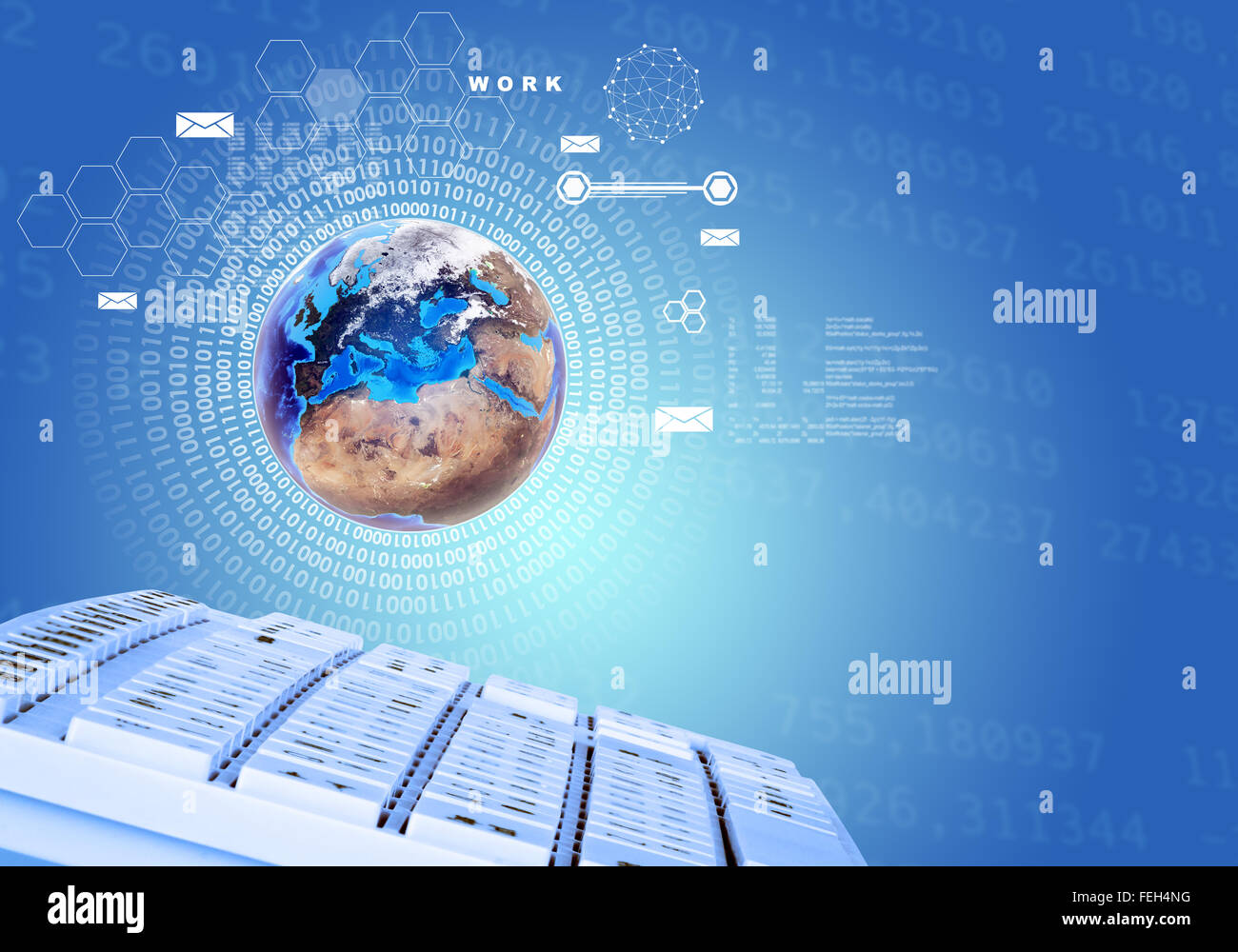 Earth with keyboard Stock Photo - Alamy