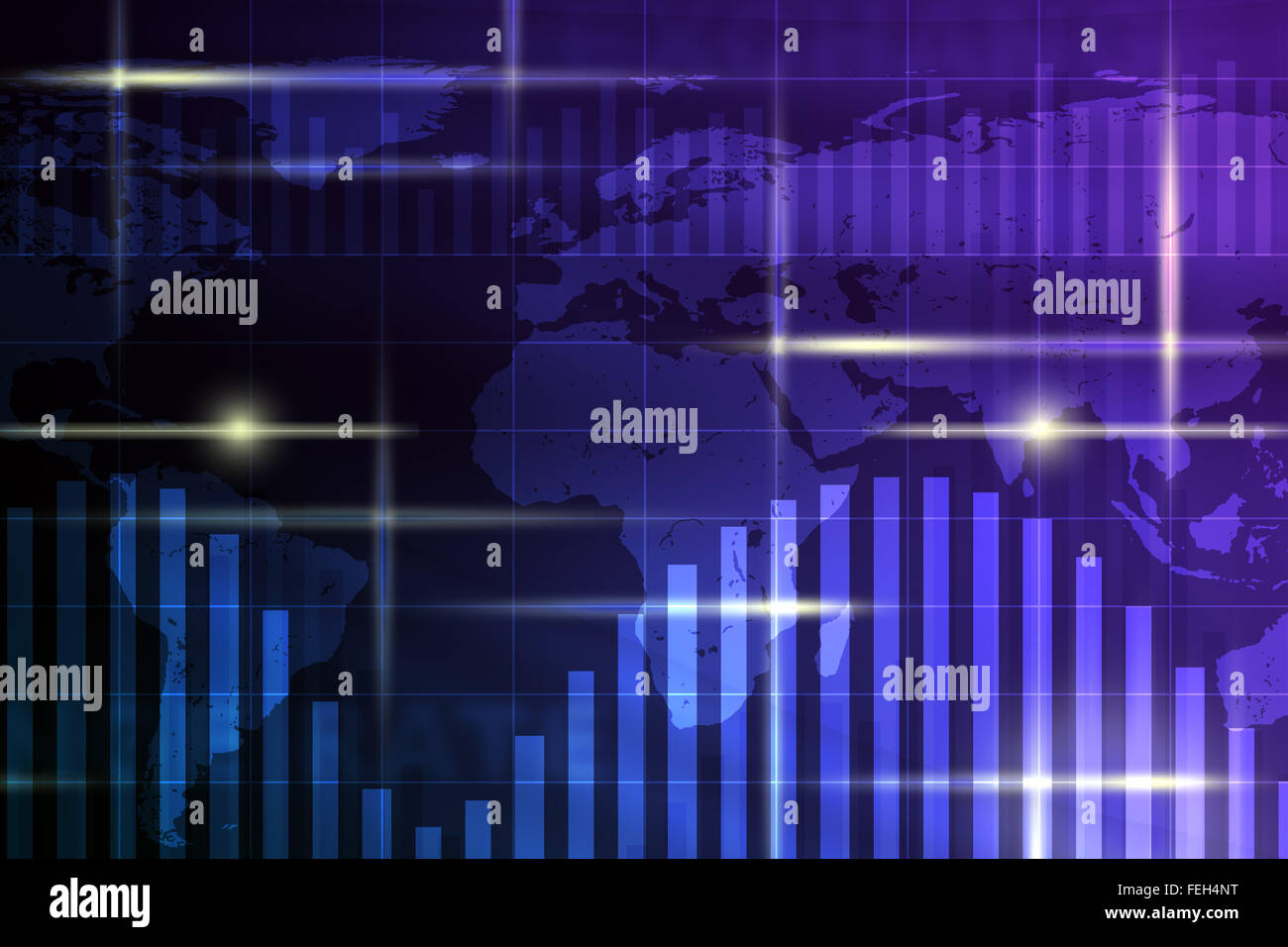 Abstract blue background with map Stock Photo - Alamy